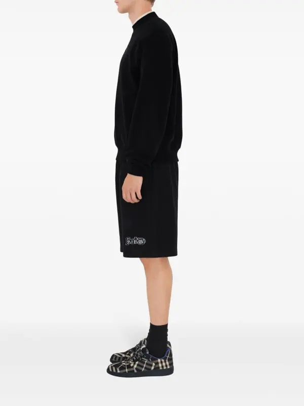 Burberry Flocked-logo Cotton-blend Shorts - Black