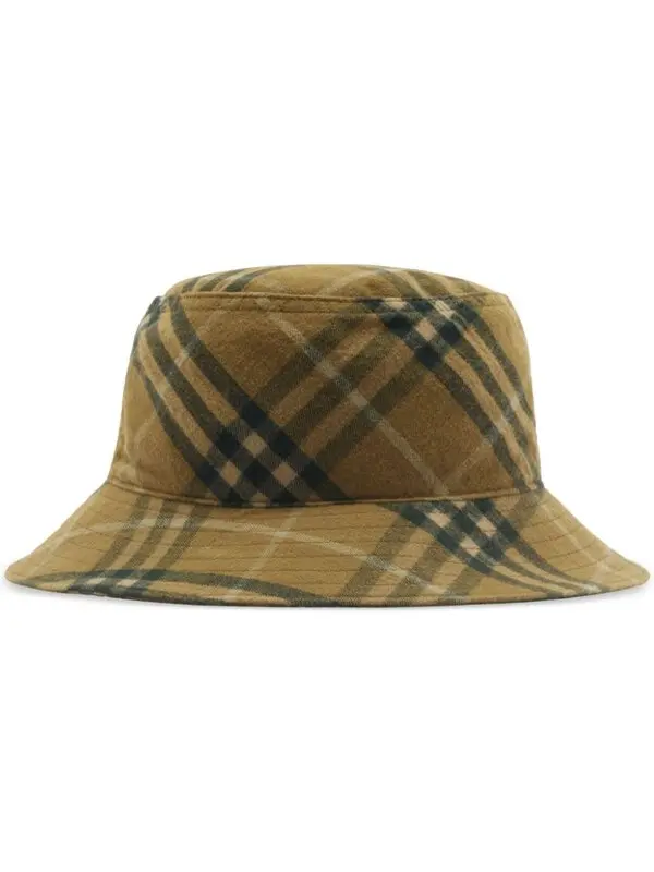 Burberry Checkered Cotton Bucket Hat - Brown