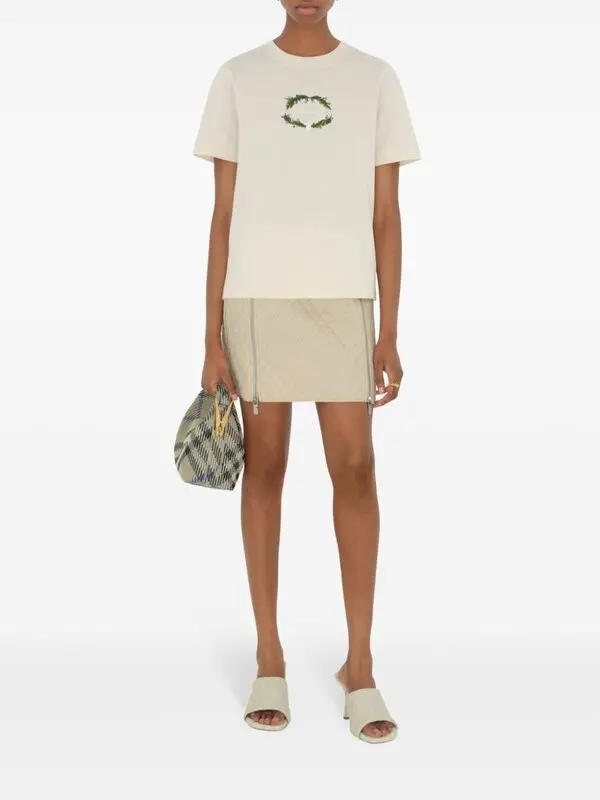 Burberry Logo-embroidered Cotton T-shirt - Neutrals