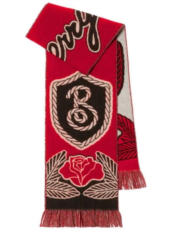 Burberry B Shield Jacquard Scarf - Red