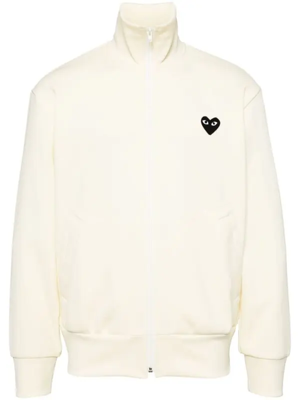 Play Comme Des Garcon Heart-print Jersey Track Jacket - Neutrals