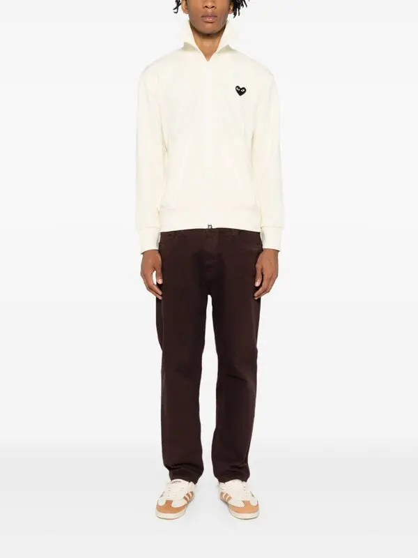 Play Comme Des Garcon Heart-print Jersey Track Jacket - Neutrals