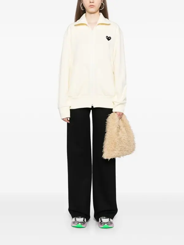 Play Comme Des Garcon Heart-print Jersey Track Jacket - Neutrals