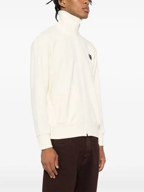 Play Comme Des Garcon Heart-print Jersey Track Jacket - Neutrals