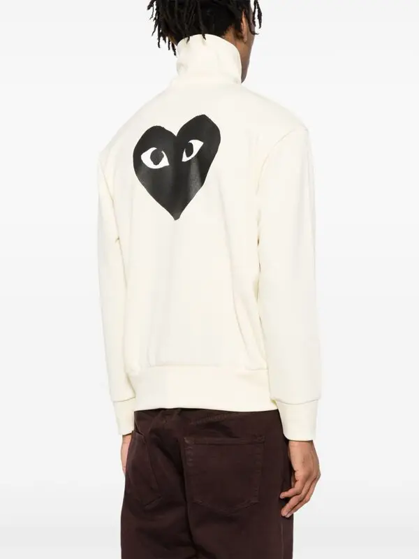Play Comme Des Garcon Heart-print Jersey Track Jacket - Neutrals