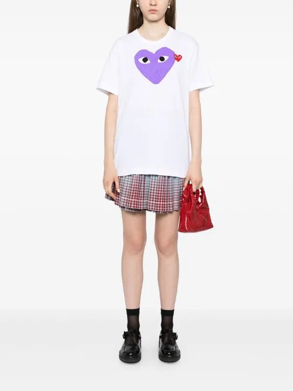 Play Comme Des Garcon Signature Heart Motif T-shirt - White