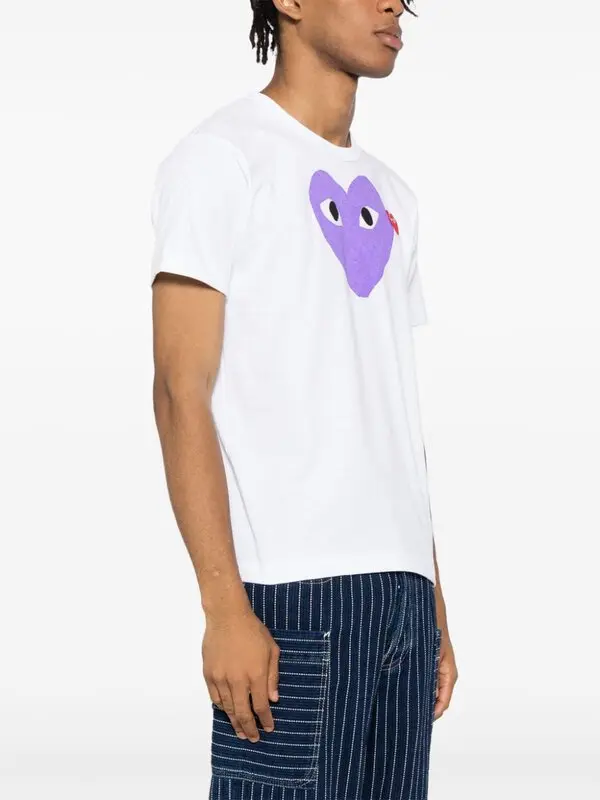 Play Comme Des Garcon Signature Heart Motif T-shirt - White