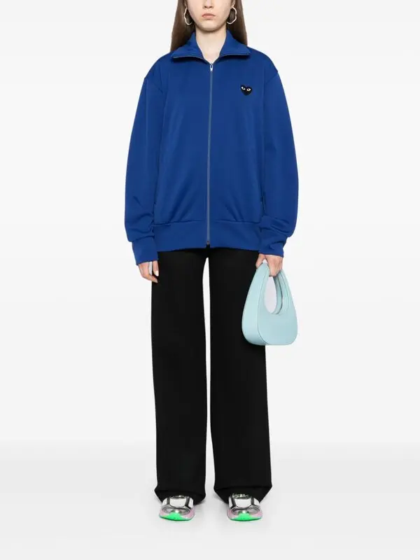 Play Comme Des Garcon Heart-print Jersey Track Jacket - Blue