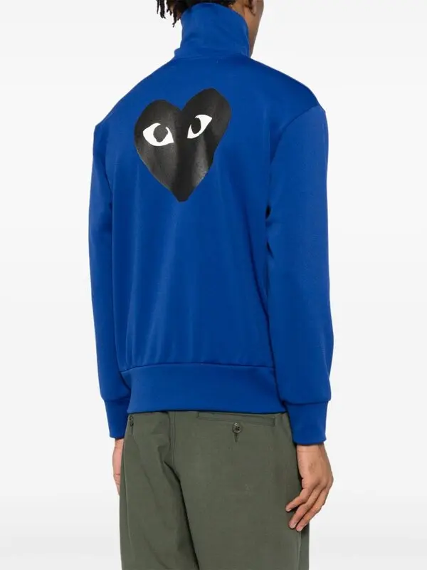 Play Comme Des Garcon Heart-print Jersey Track Jacket - Blue