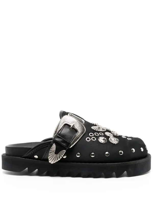 Toga Eyelet-detail Mules - Black