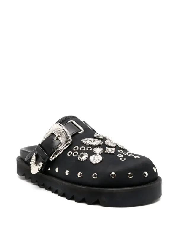 Toga Eyelet-detail Mules - Black