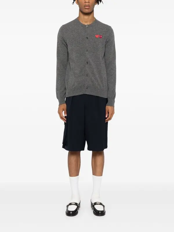 Play Comme Des Garcon Heart-patch Wool Cardigan
