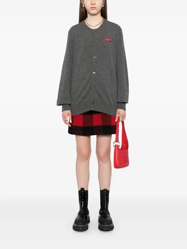 Play Comme Des Garcon Heart-patch Wool Cardigan