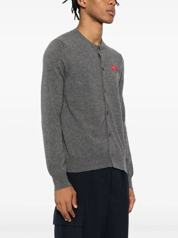 Play Comme Des Garcon Heart-patch Wool Cardigan