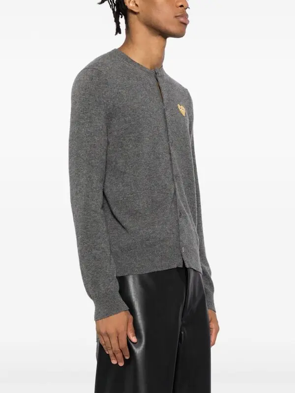 Play Comme Des Garcon Wool Cardigan - Grey