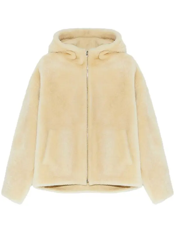 YVES SALOMON Hooded Shearling Jacket - Neutrals