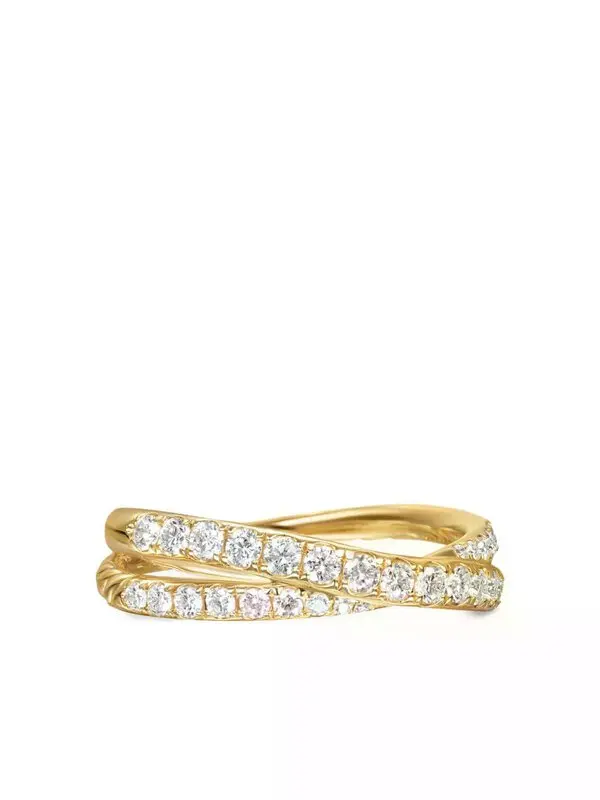 David Yurman 18kt Yellow Pavé Crossover Diamond Ring - Gold