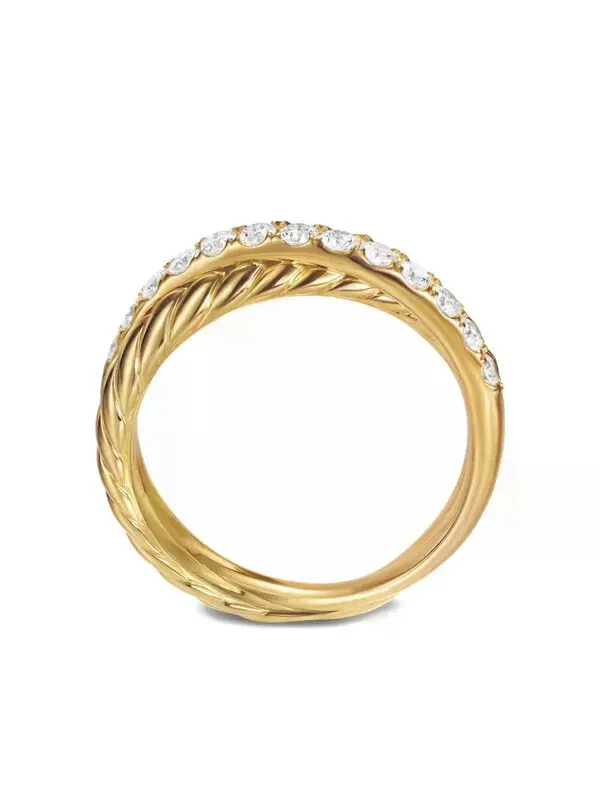 David Yurman 18kt Yellow Crossover Diamond Ring - Gold