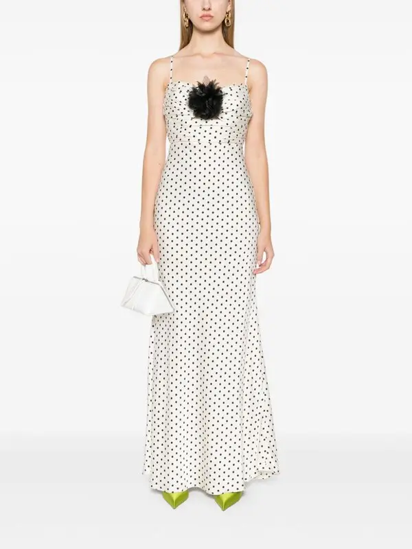SELF-PORTRAIT Polka-dot Satin Maxi Dress