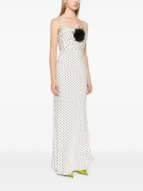 SELF-PORTRAIT Polka-dot Satin Maxi Dress