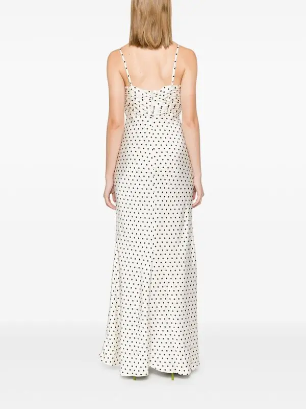 SELF-PORTRAIT Polka-dot Satin Maxi Dress