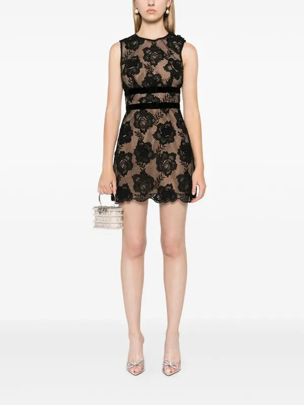 SELF-PORTRAIT Bow-detail Lace Mini Dress