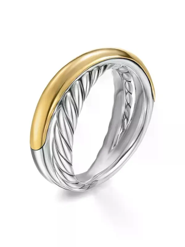 David Yurman 14kt Yellow Gold Crossover Ring - Silver