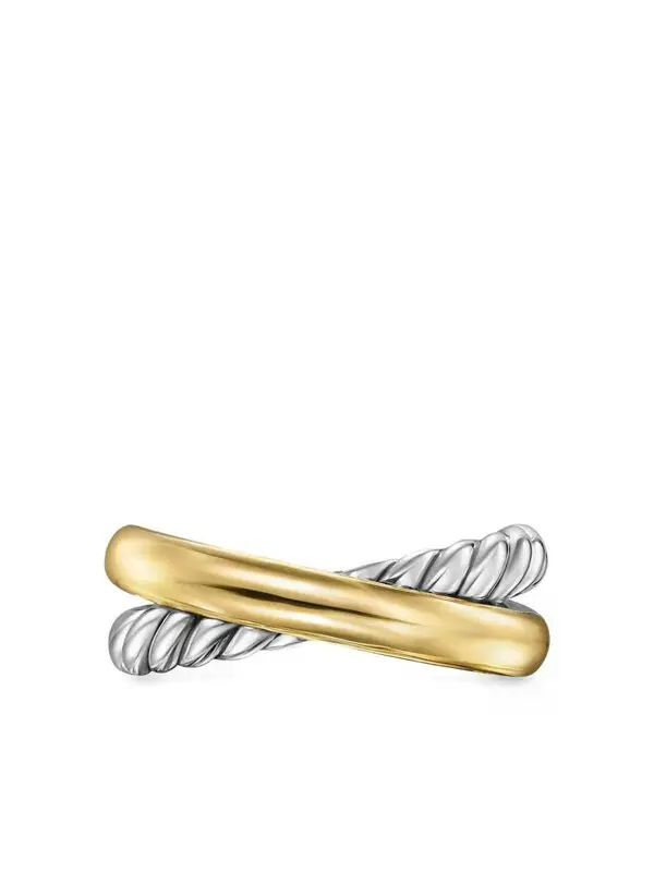 David Yurman 14kt Yellow Gold Crossover Ring - Silver