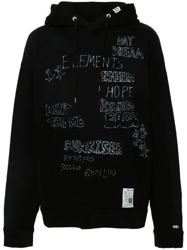 Mihara Yasuhiro Graphic-Print Hoodie - Black | Editorialist