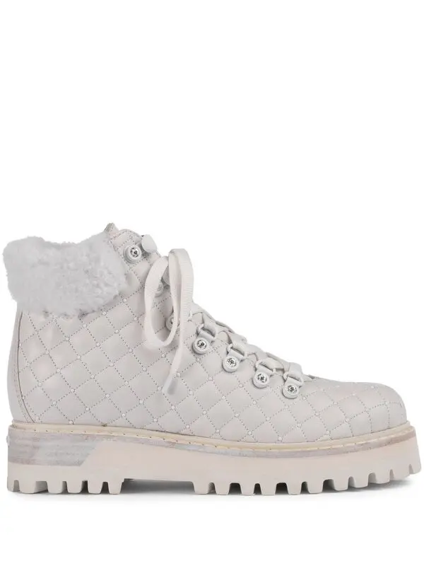 LE SILLA St. Moritz 40mm Quilted Combat Boots - White