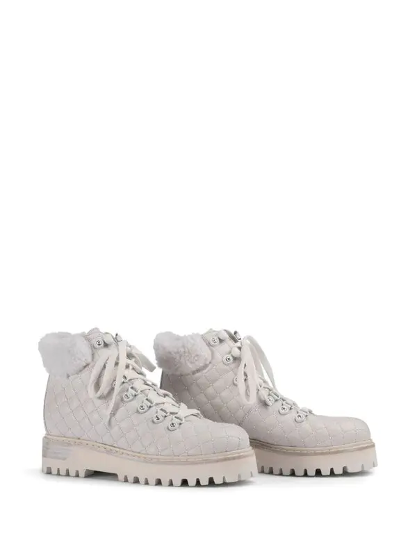 LE SILLA St. Moritz 40mm Quilted Combat Boots - White