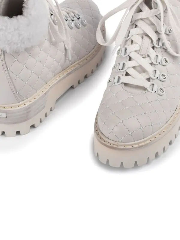 LE SILLA St. Moritz 40mm Quilted Combat Boots - White