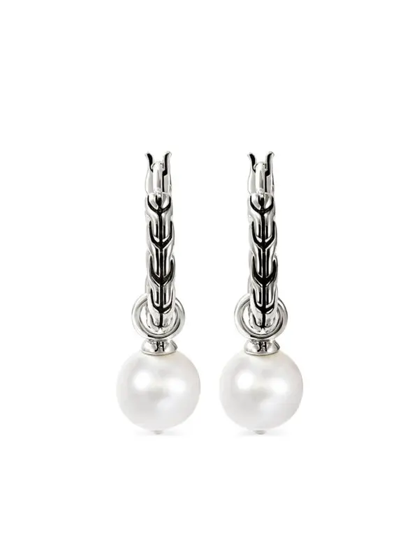 John Hardy Essential Pearl Hoop Earrings - Silver