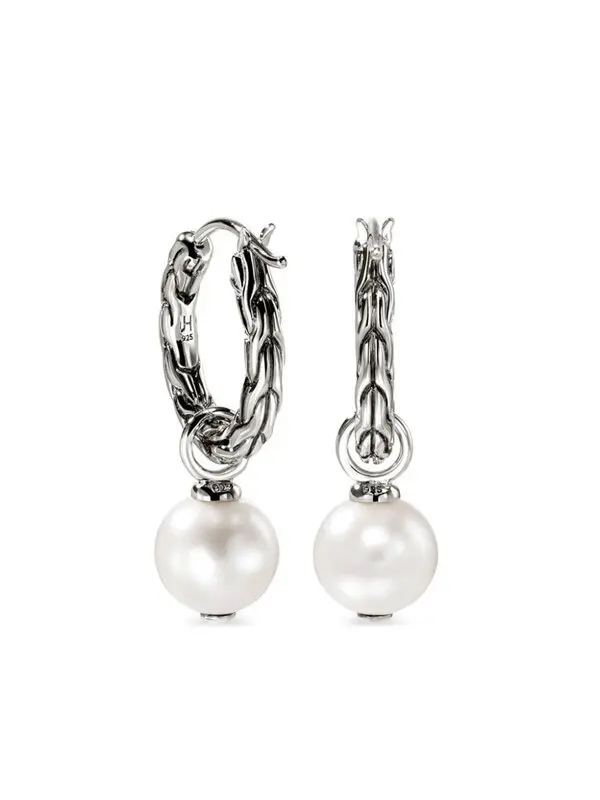 John Hardy Essential Pearl Hoop Earrings - Silver
