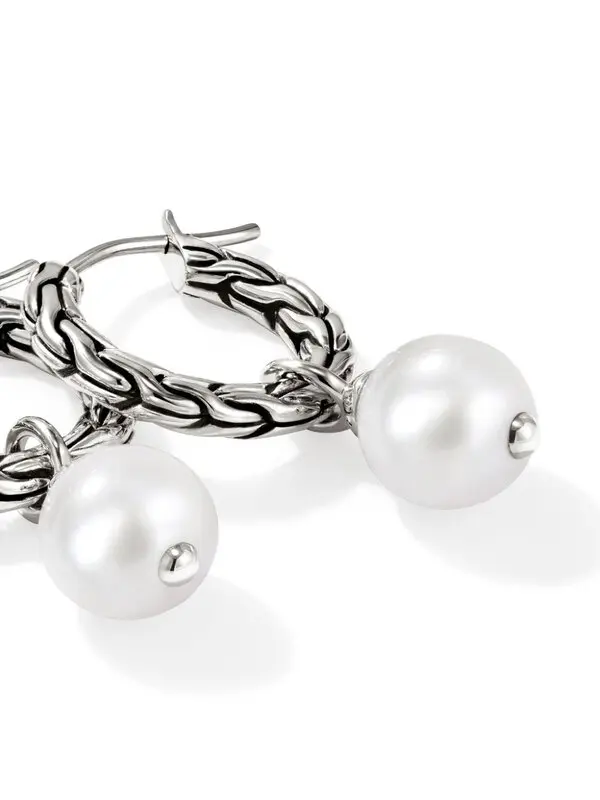 John Hardy Essential Pearl Hoop Earrings - Silver