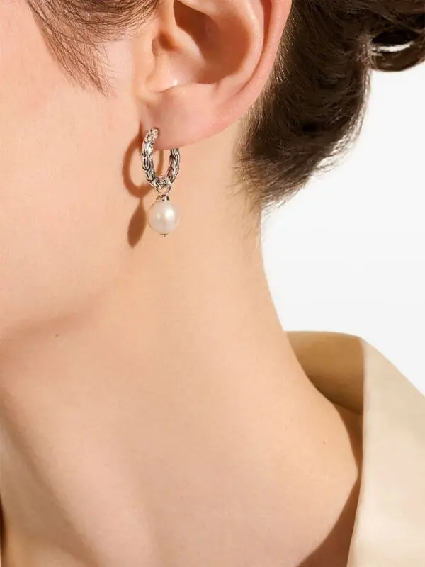 John Hardy Essential Pearl Hoop Earrings - Silver