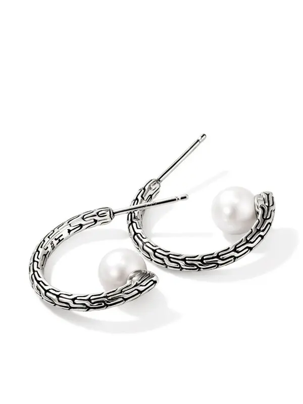 John Hardy Essential Pearl Hoop Earrings - Silver