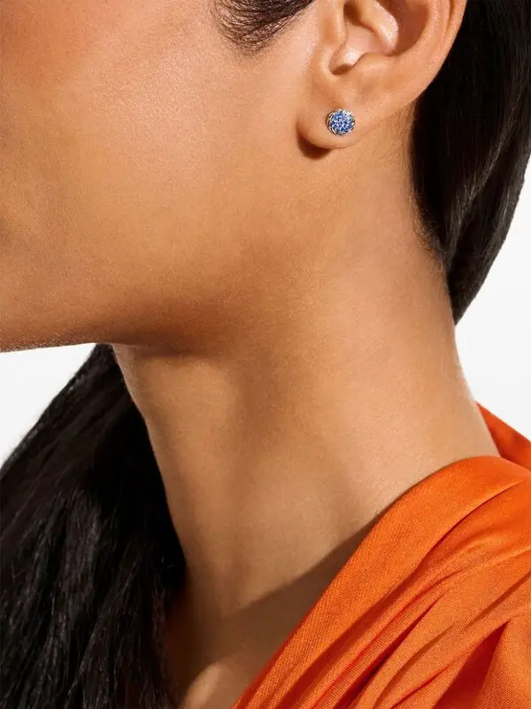John Hardy Carved Chain Sapphire Stud Earrings - Silver