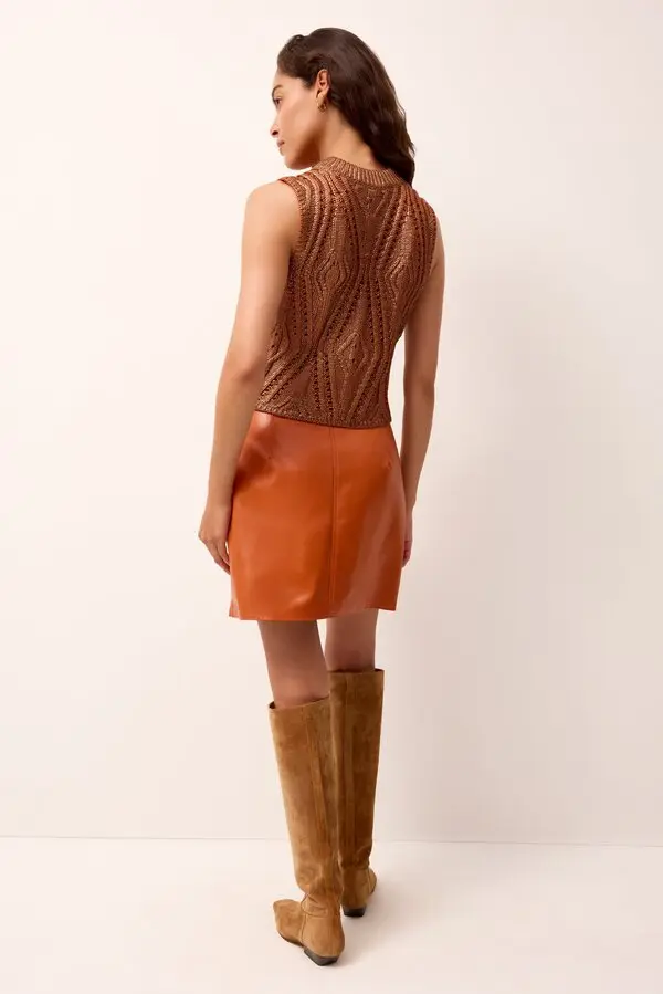 MARIE OLIVER Mcguire Metallic Knit Top - Copper
