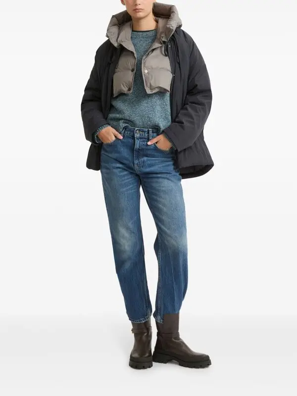 YVES SALOMON Drawstring Neck Down Jacket - Blue
