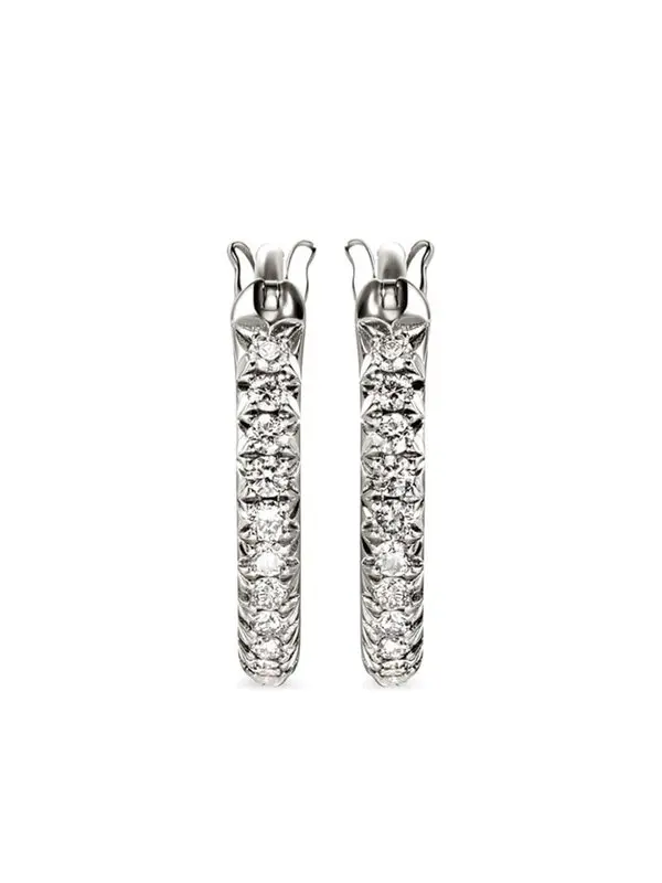 John Hardy Jh Essential Diamond Hoop Earrings - Silver