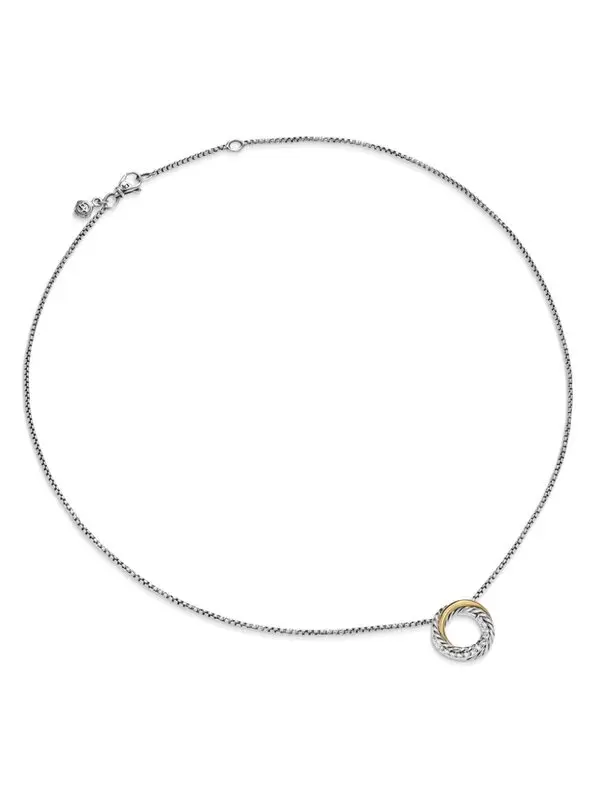 David Yurman 18kt Yellow Gold And Sterling Diamond Crossover Pendant Necklace - Silver