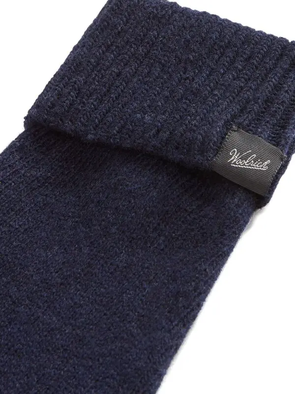 Woolrich Logo-appliqué Wool Gloves - Blue