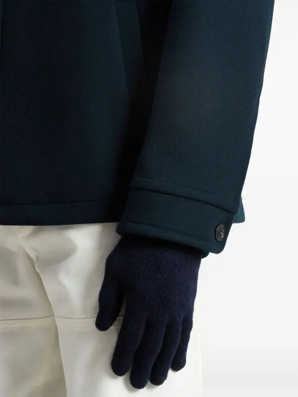 Woolrich Logo-appliqué Wool Gloves - Blue