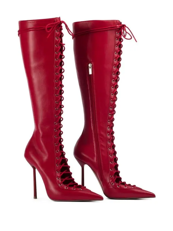 LE SILLA Colette 120mm Leather Boots - Red