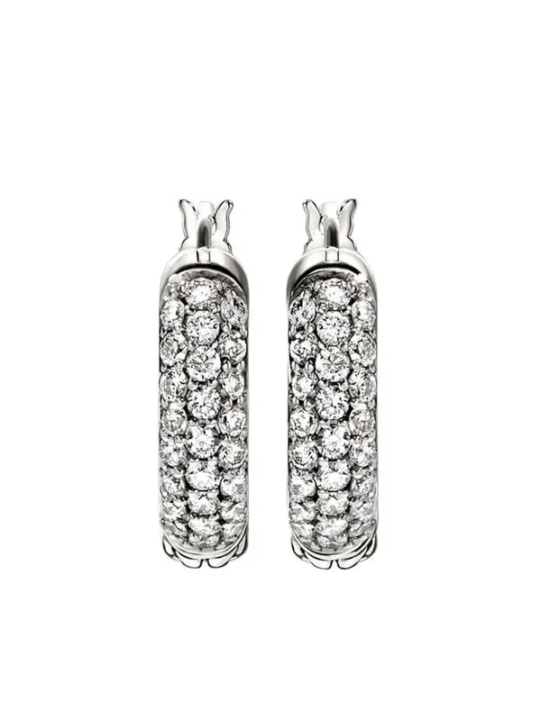 John Hardy Essential Diamond Hoop Earrings - Silver