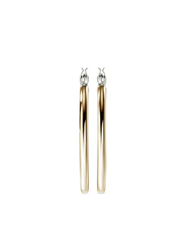 John Hardy 14kt Yellow Gold Essential Diamond Hoop Earrings - Silver