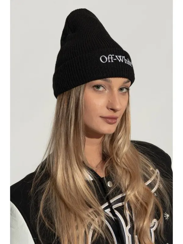 Off-White Logo-Embroidered Beanie In Black - 30% Off 