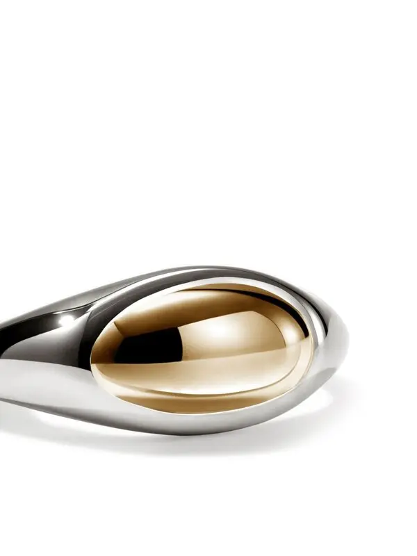 John Hardy 14kt Yellow Gold Pebble Ring - Silver