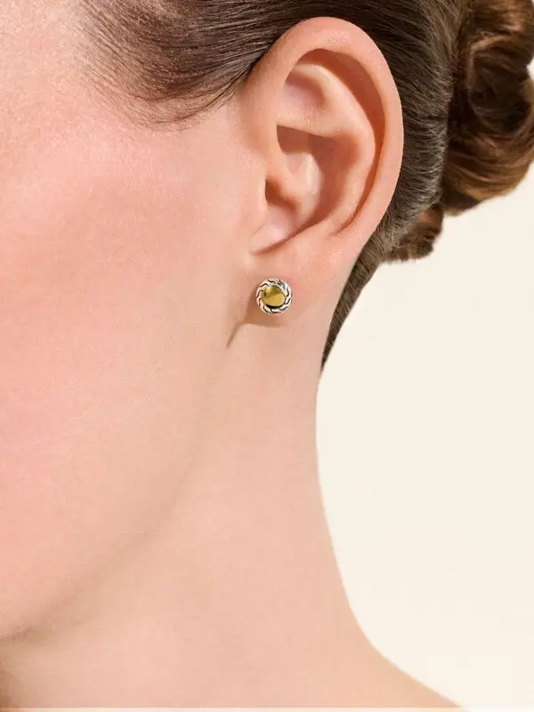 John Hardy 14kt Yellow Gold Essential Stud Earrings - Silver